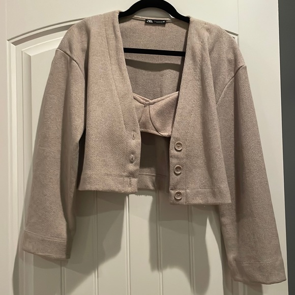 Zara | Sweaters | Zara Cream Cardigan Sweater Set | Poshmark
